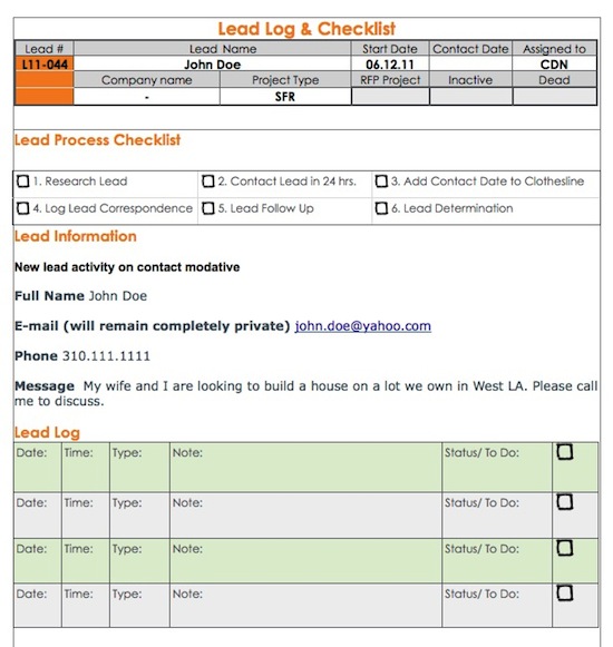 A Modern Architecture Firm's Approach to Organizing Marketing Leads