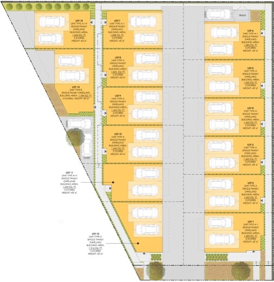 fourteen homes modern small lot subdivison architects